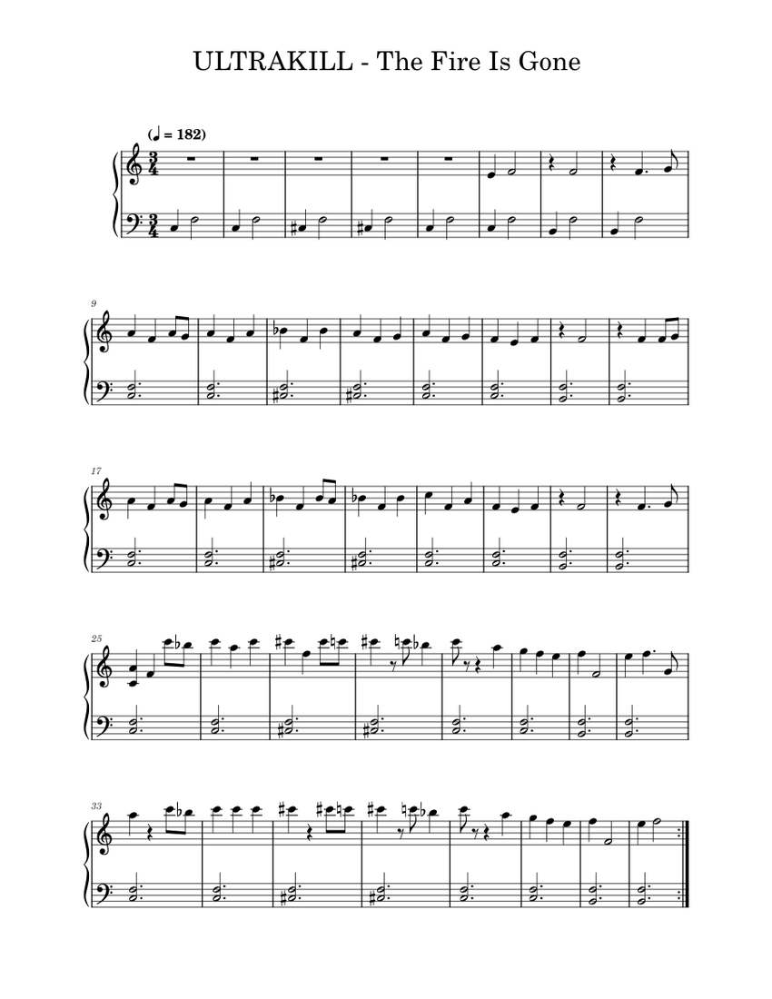 The Fire is Gone – UltraKill Sheet music for Piano (Solo) Easy ...
