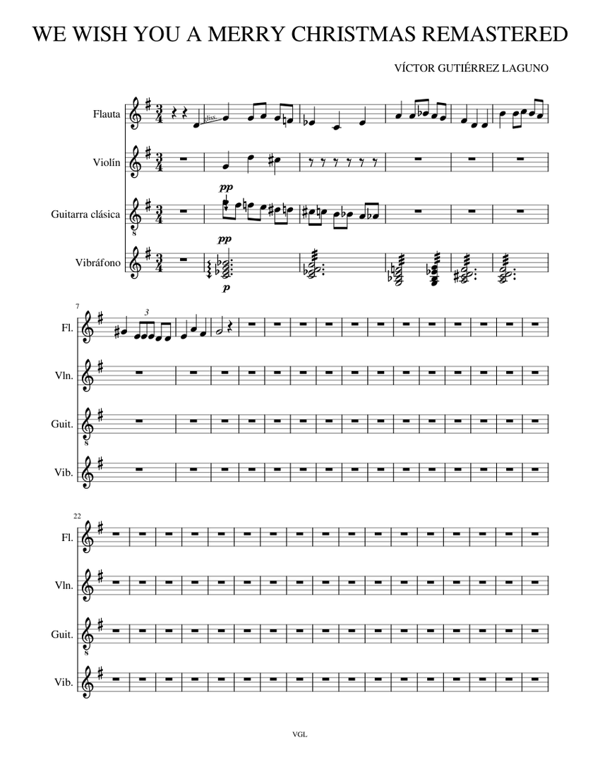 WE_WISH_YOU_A_MERRY_CHRISTMAS_REMASTERED Sheet music for Flute ...