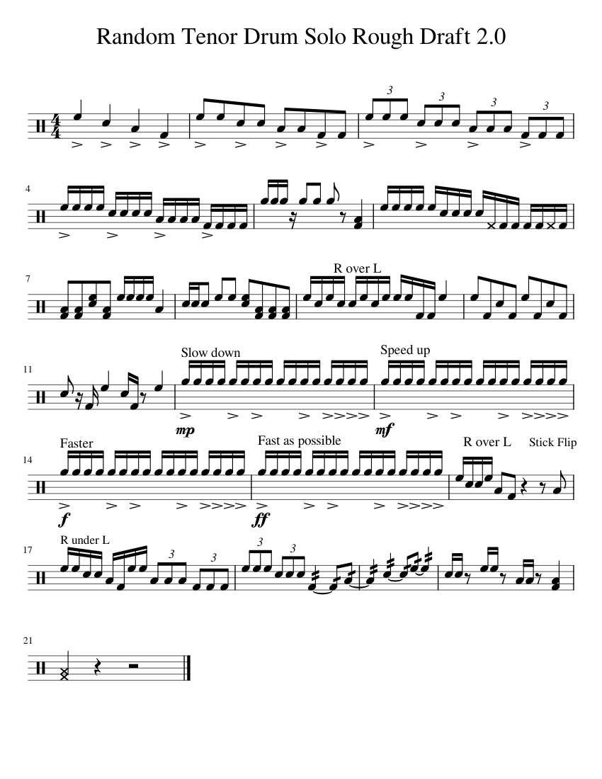 Newbie_Tenor_Drum_Solo_Rough_Draft Sheet music for Tenor drum (Solo ...