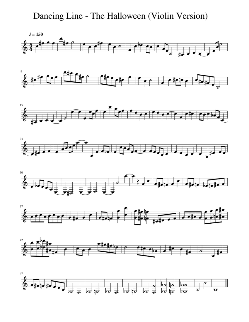 Dancing Line - The Halloween (Violin Version) Sheet Music for Violin ...