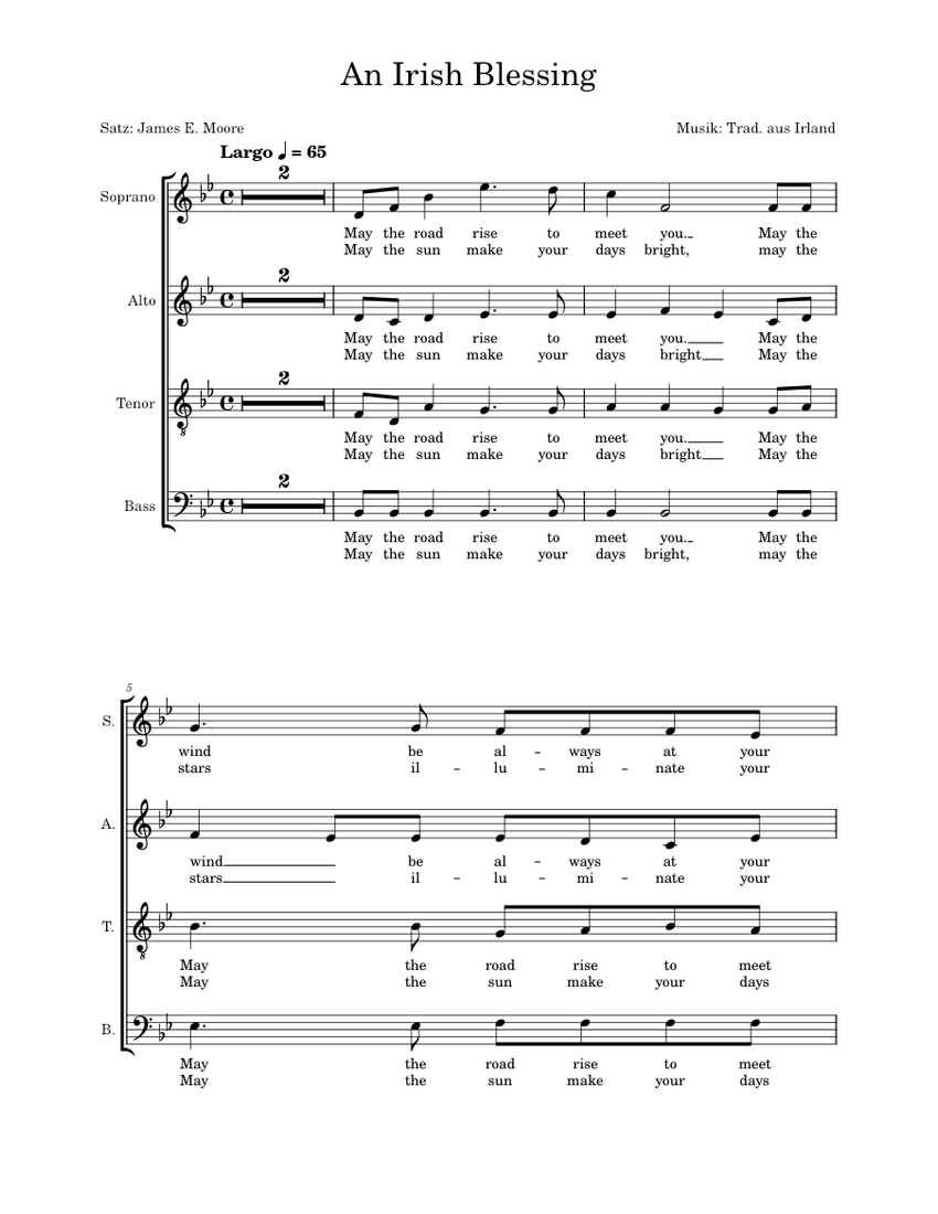 An Irish blessing – James E. Moore Sheet music for Soprano, Alto, Tenor ... An Irish blessing – James E. Moore Sheet music for Soprano, Alto, Tenor ...