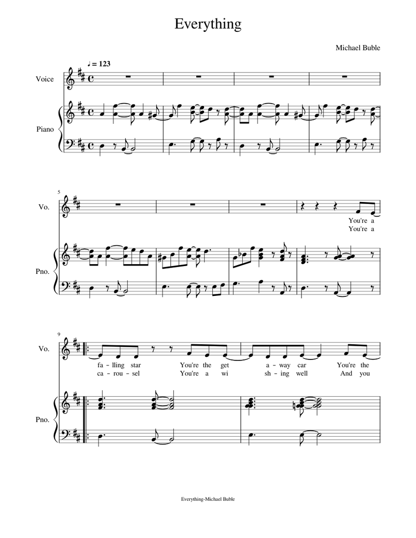 Everything Sheet music for Piano, Vocals (Piano-Voice) | Musescore.com