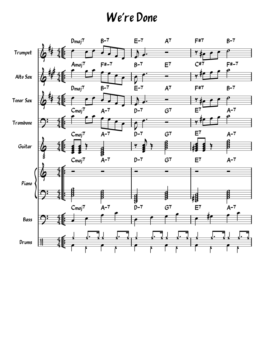We're_Done Sheet music for Piano, Trombone, Saxophone alto, Saxophone ...