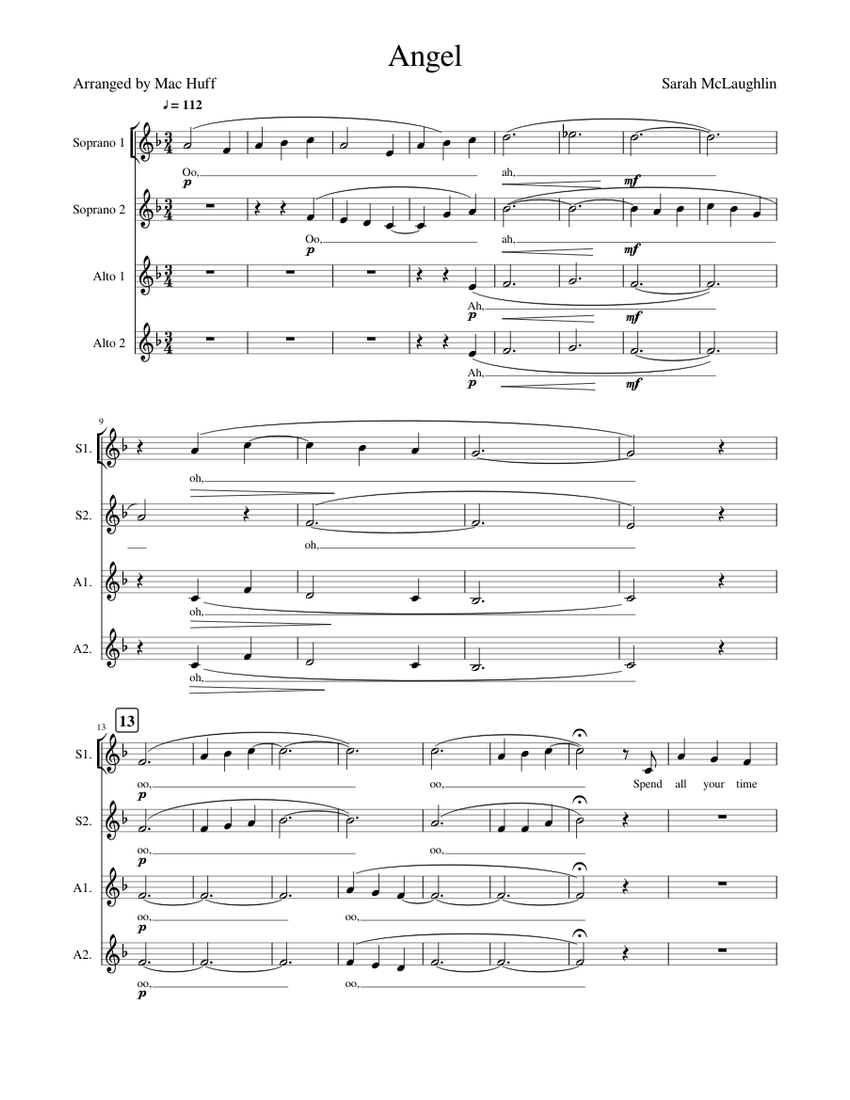 Angel SSAA Sheet Music for Soprano, Alto (Choral) | MuseScore.com
