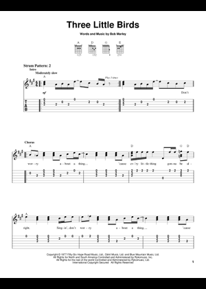 Play Official version of Three little birds Sheet Music by Bob Marley ...