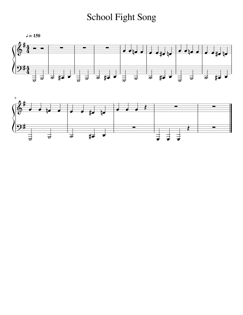 School Fight Song Sheet Music for Piano (Solo) Easy | MuseScore.com