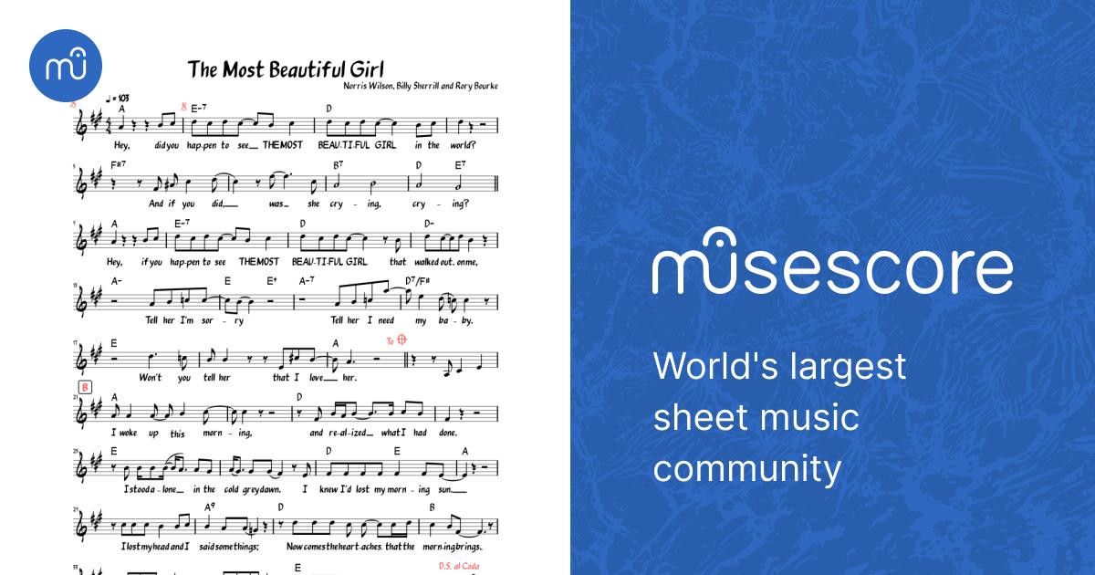 The Most Beautiful Girl (Lead sheet with lyrics ) Sheet Music for Piano (Solo) Easy | MuseScore.com