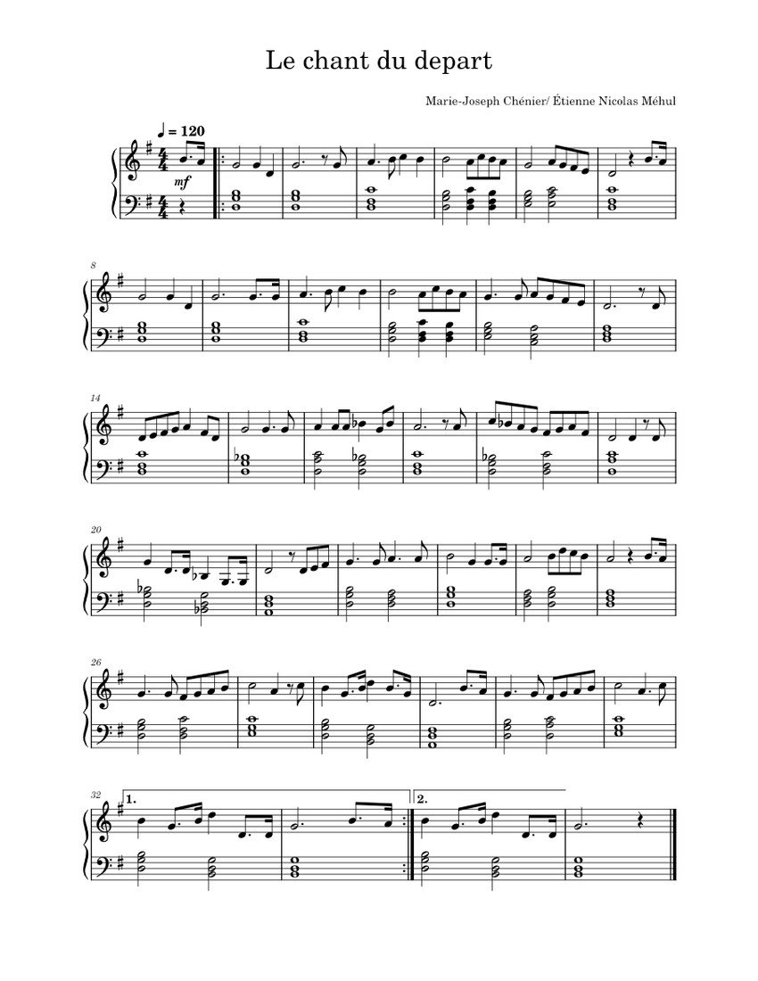 Le chant du départ Sheet music for Piano (Solo) | Musescore.com