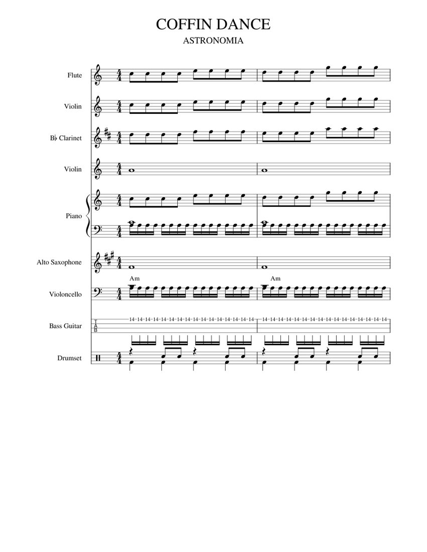 COFFIN DANCE Sheet music for Piano, Flute, Clarinet in b-flat ...