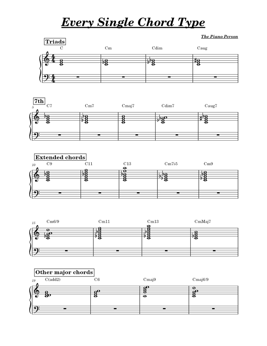 Every Single Chord Type Sheet Music for Piano (Solo) Easy | MuseScore.com
