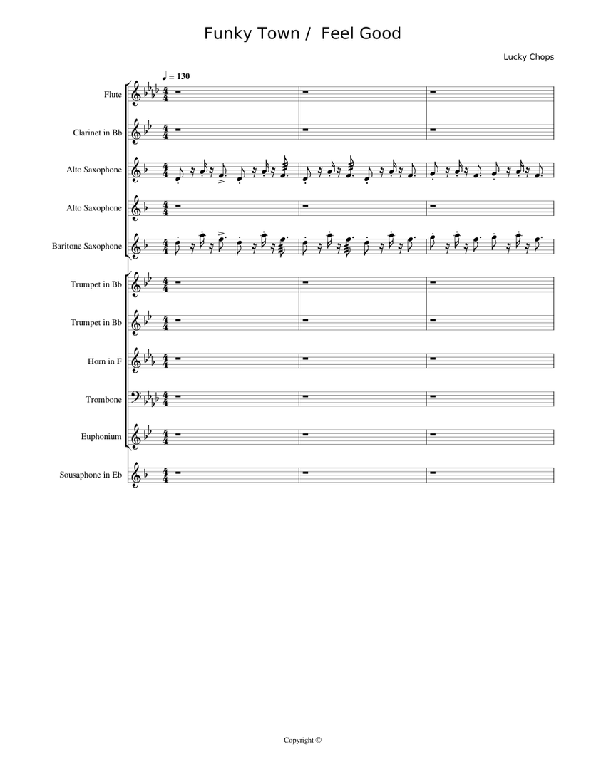 Funky Town - I Feel Good Sheet Music for Euphonium, Trombone tenor ...