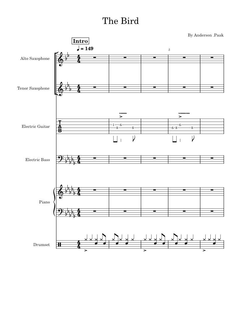 The bird – Anderson .Paak The Bird Sheet Music and Tab with Chords for ...
