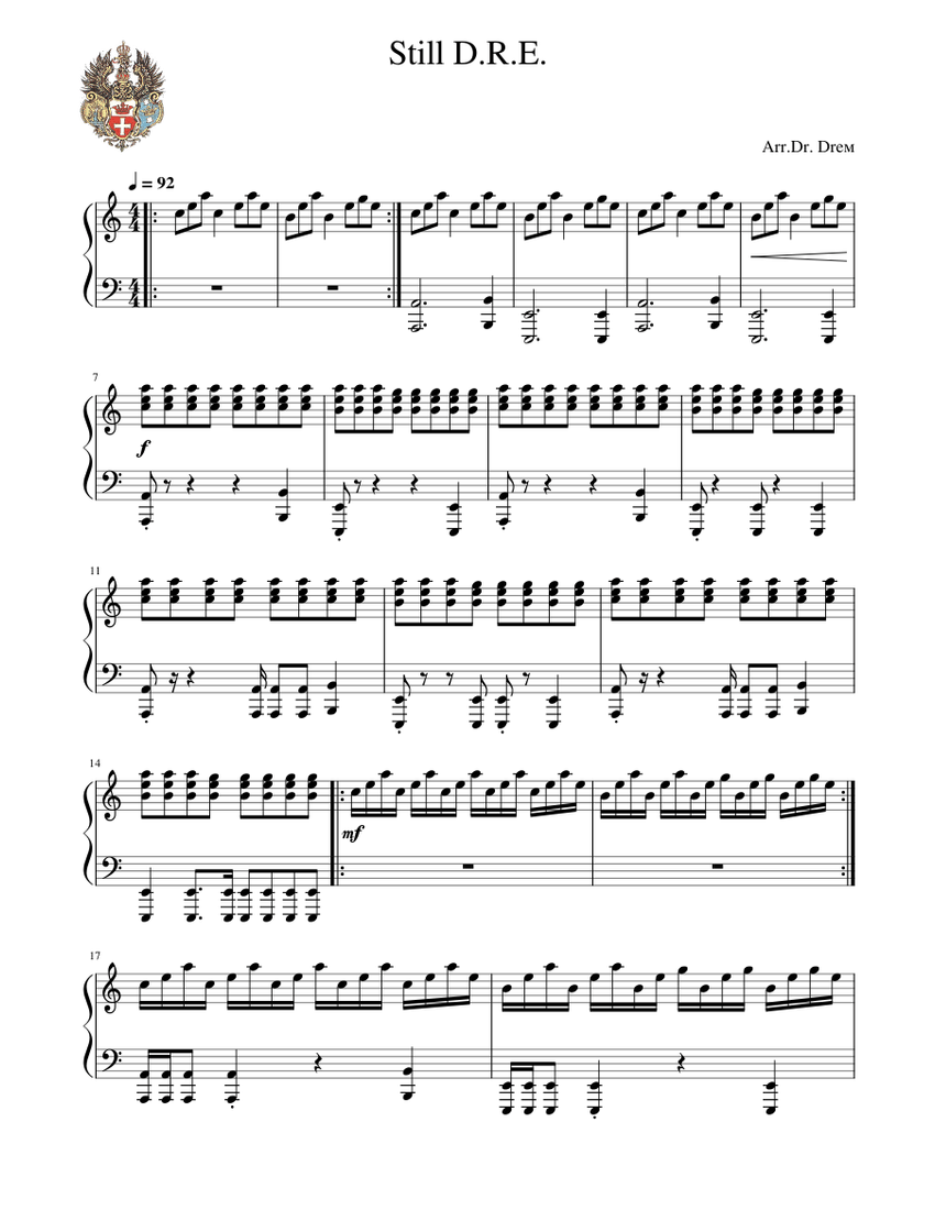 Still D.R.E. Dr. Dre Sheet Music for Piano (Solo) | MuseScore.com