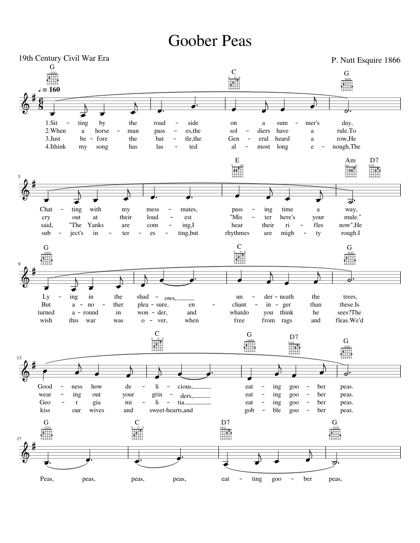 Goober Peas Sheet Music for Piano (Solo) easy | MuseScore.com