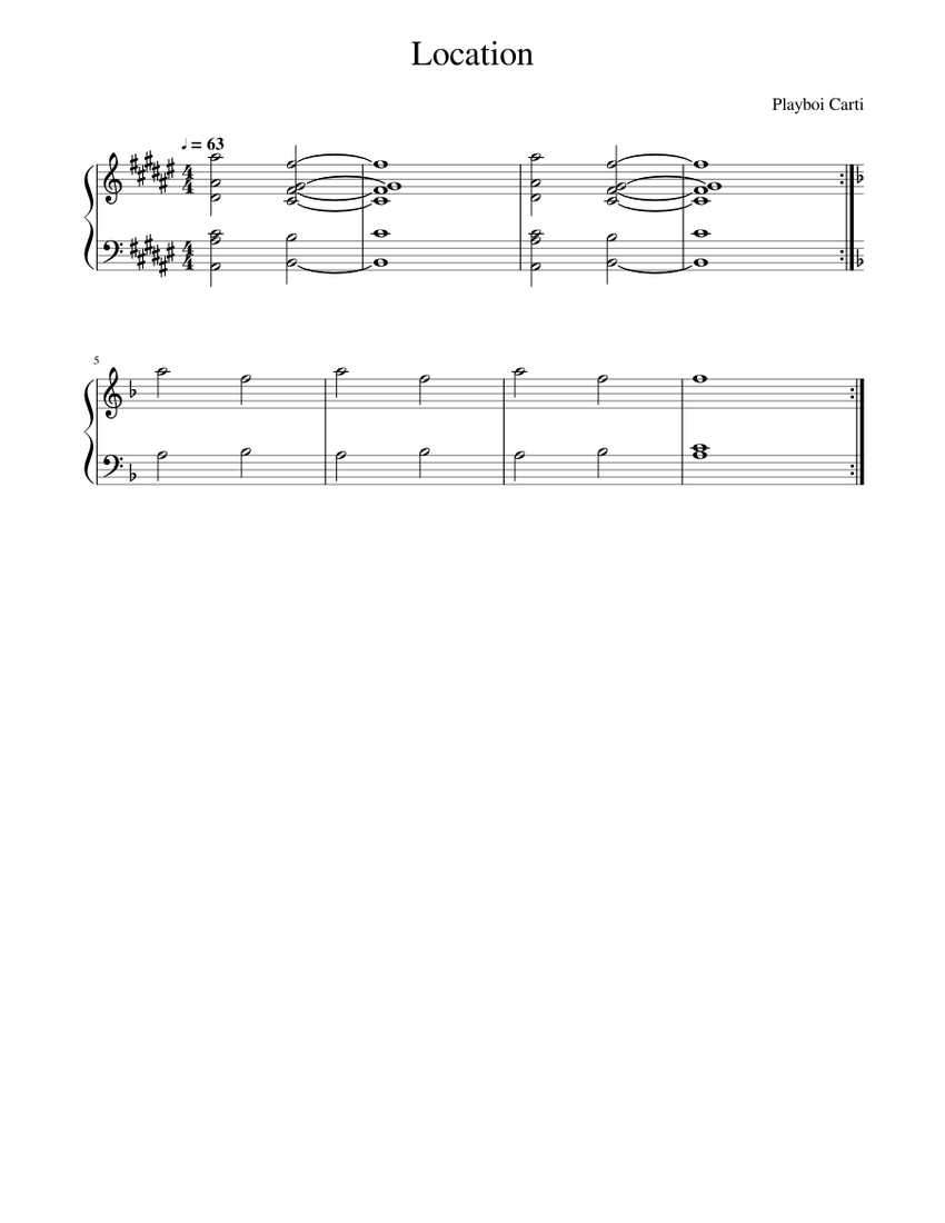 Location Sheet Music for Piano (Solo) Easy | MuseScore.com