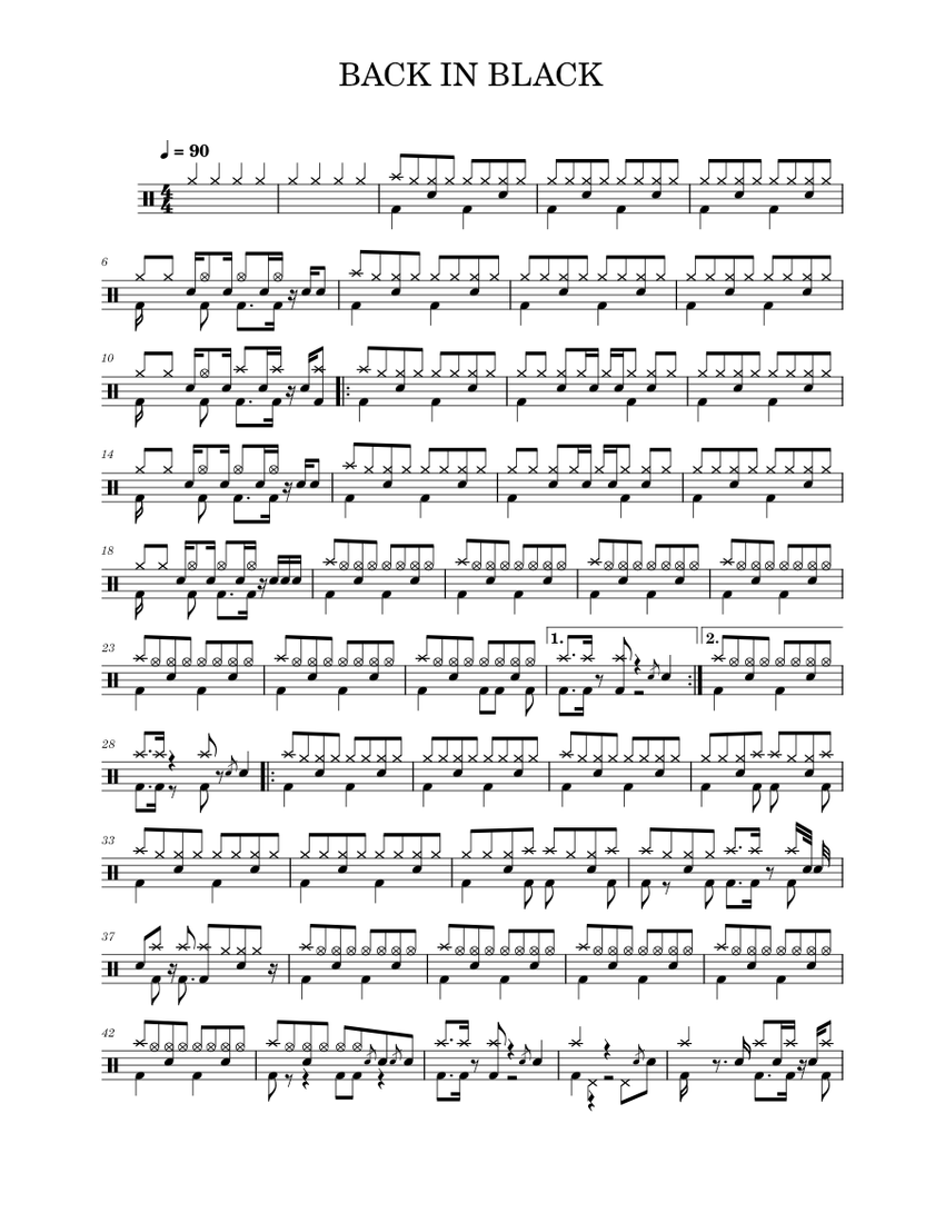 Back in black – AC/DC Sheet Music for Drum group (Solo) | MuseScore.com