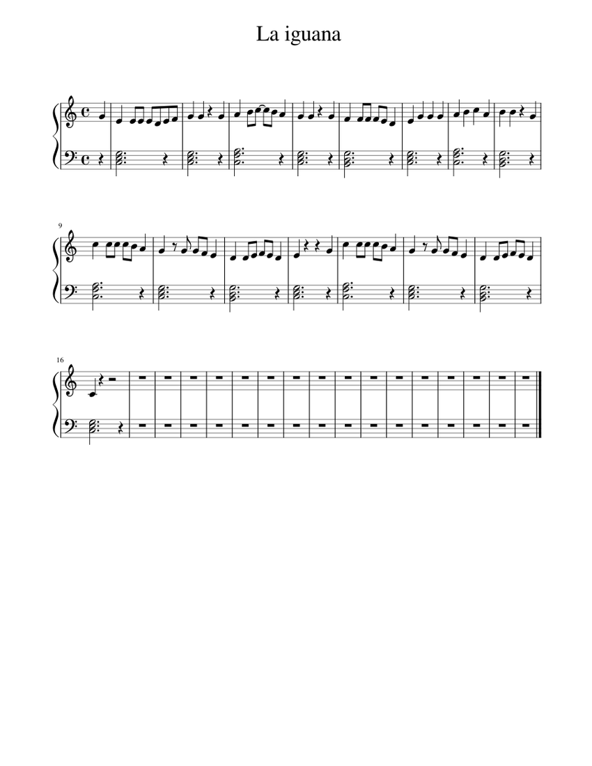 La iguana Sheet Music for Piano (Solo) Easy | MuseScore.com