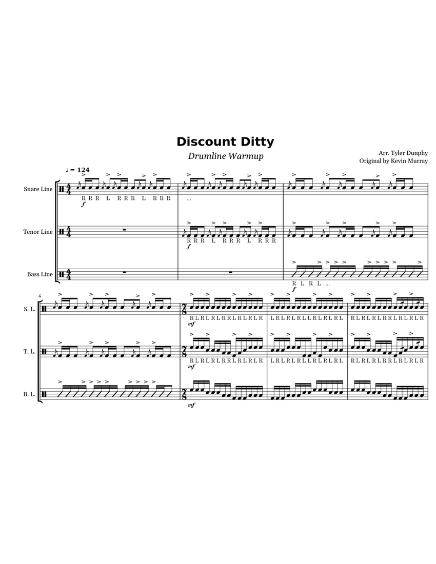 Discount Ditty Sheet music for Snare drum, Tenor drum, Bass drum ...