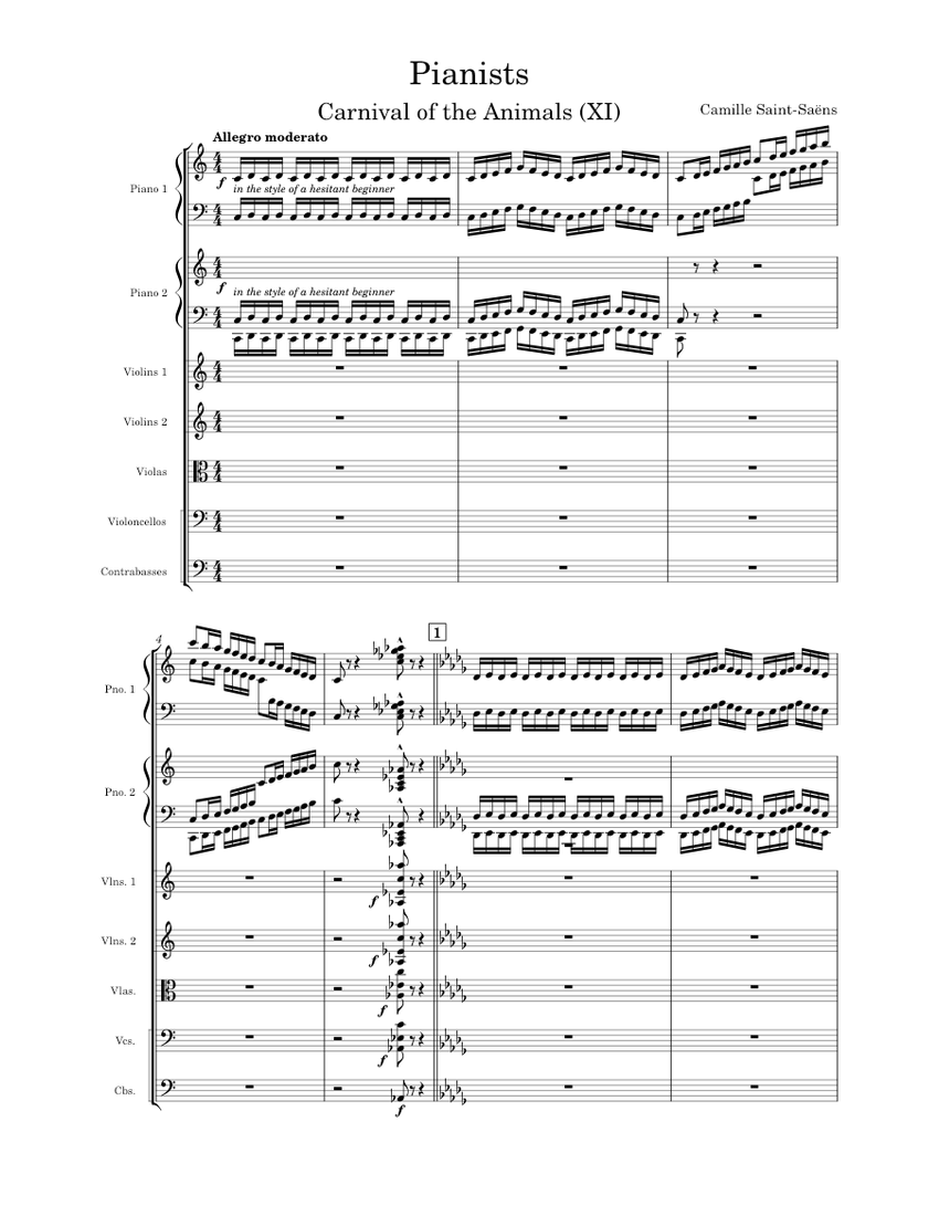 Pianists, Carnival of the Animals (11th Movement), by Camille Saint ...