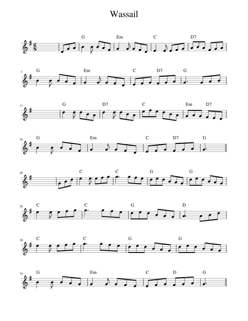 Wassail Sheet music for Piano (Solo) Easy | Musescore.com