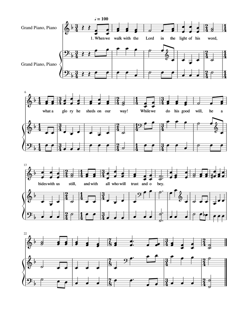 Trust and Obey - John H. Sammis Sheet music for Piano (Piano Duo ...