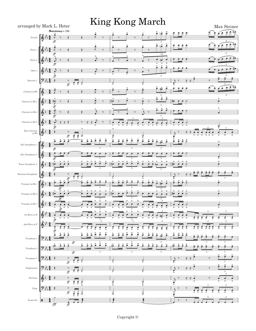 King Kong March - Max Steiner Sheet Music for Piano, Euphonium, Tuba ...