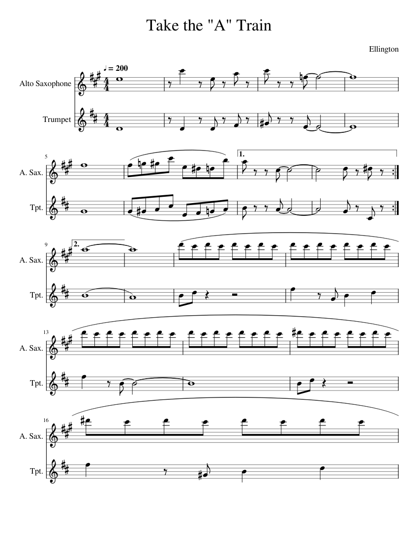 Take the A Train Sheet music for Saxophone alto, Trumpet other (Mixed ...