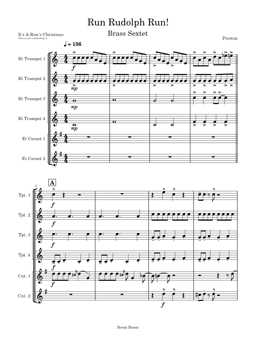 Run Rudolph Run - Chuck Berry Sheet music for Cornet, Trumpet in b-flat ...