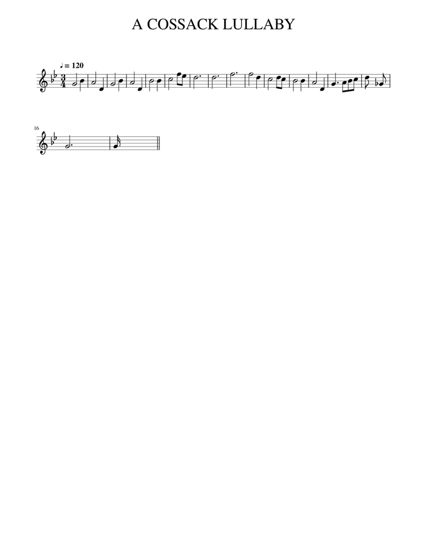A COSSACK LULLABY Sheet Music for Piano (Solo) Easy | MuseScore.com