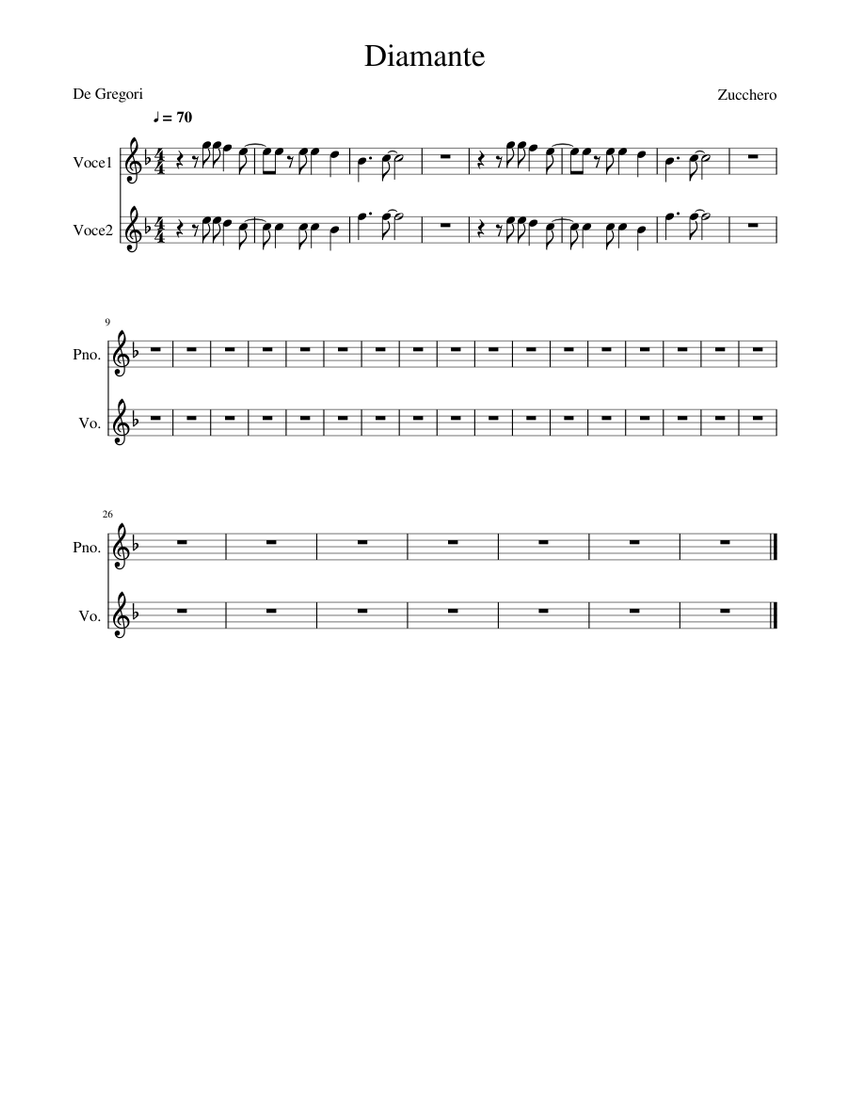 Diamante vocal duo arrangement Sheet music for Piano, Vocals (Choral ...