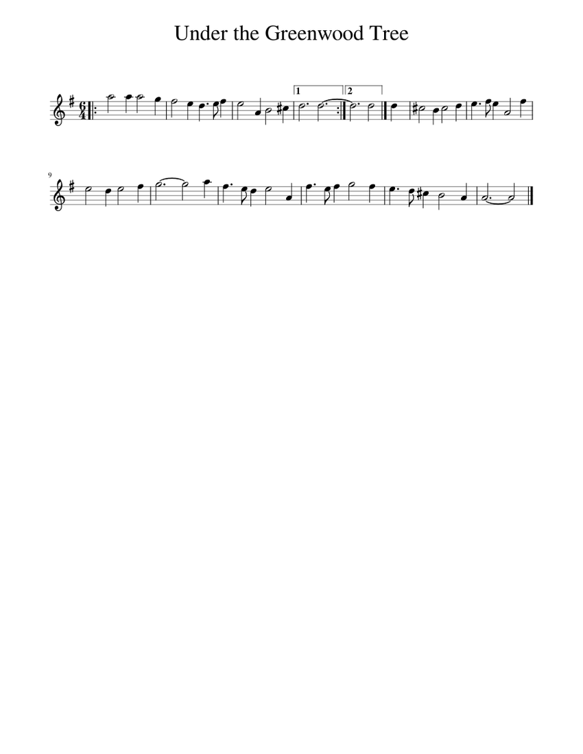 Under the Greenwood Tree Sheet Music for Piano (Solo) Easy | MuseScore.com