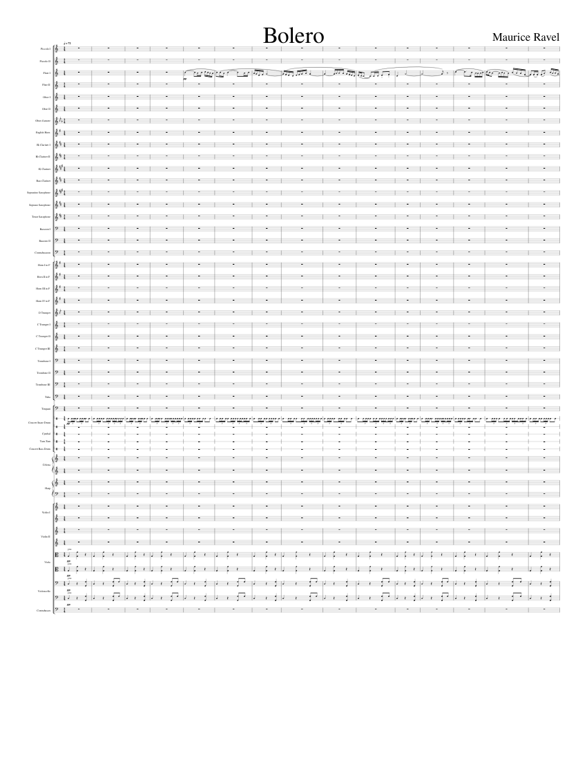Maurice Ravel - Bolero Sheet Music for Trombone, Tuba, Celesta, Flute ...