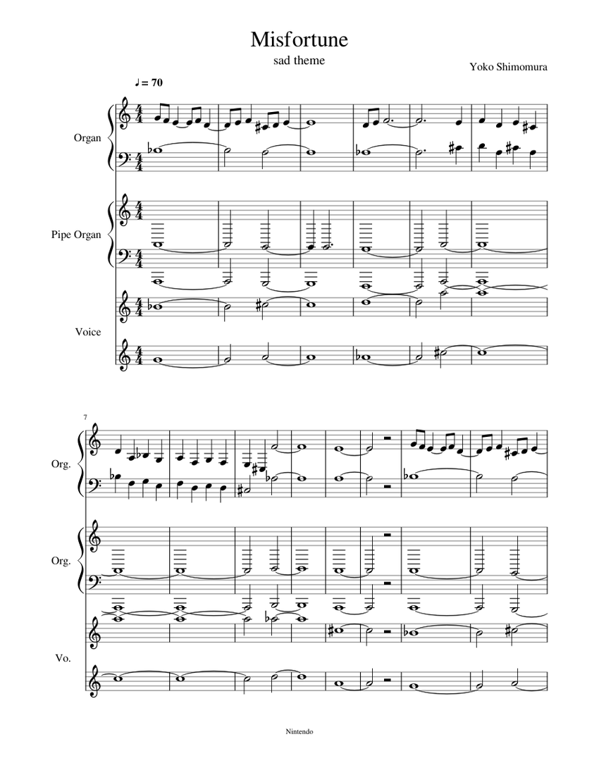 Misfortune Sheet music for Organ, Vocals (Mixed Trio) | Musescore.com