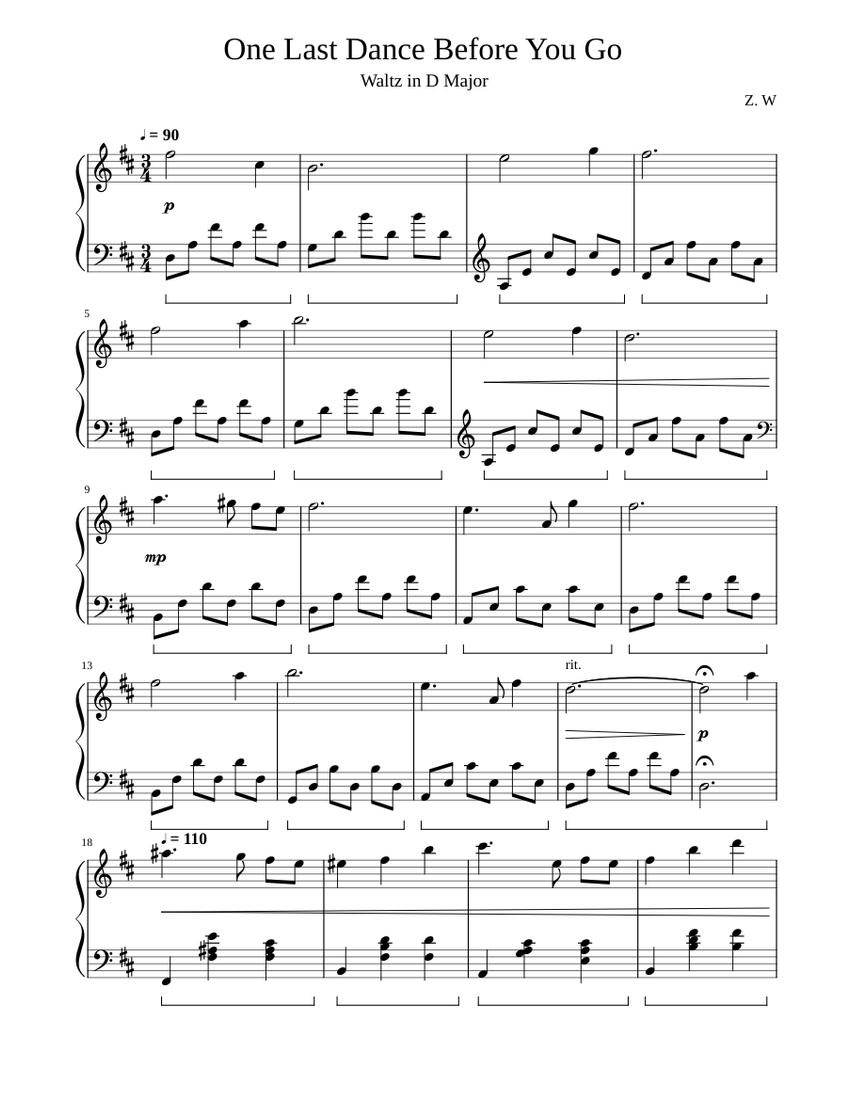 One Last Dance Before You Go Sheet Music for Piano (Solo) | MuseScore.com