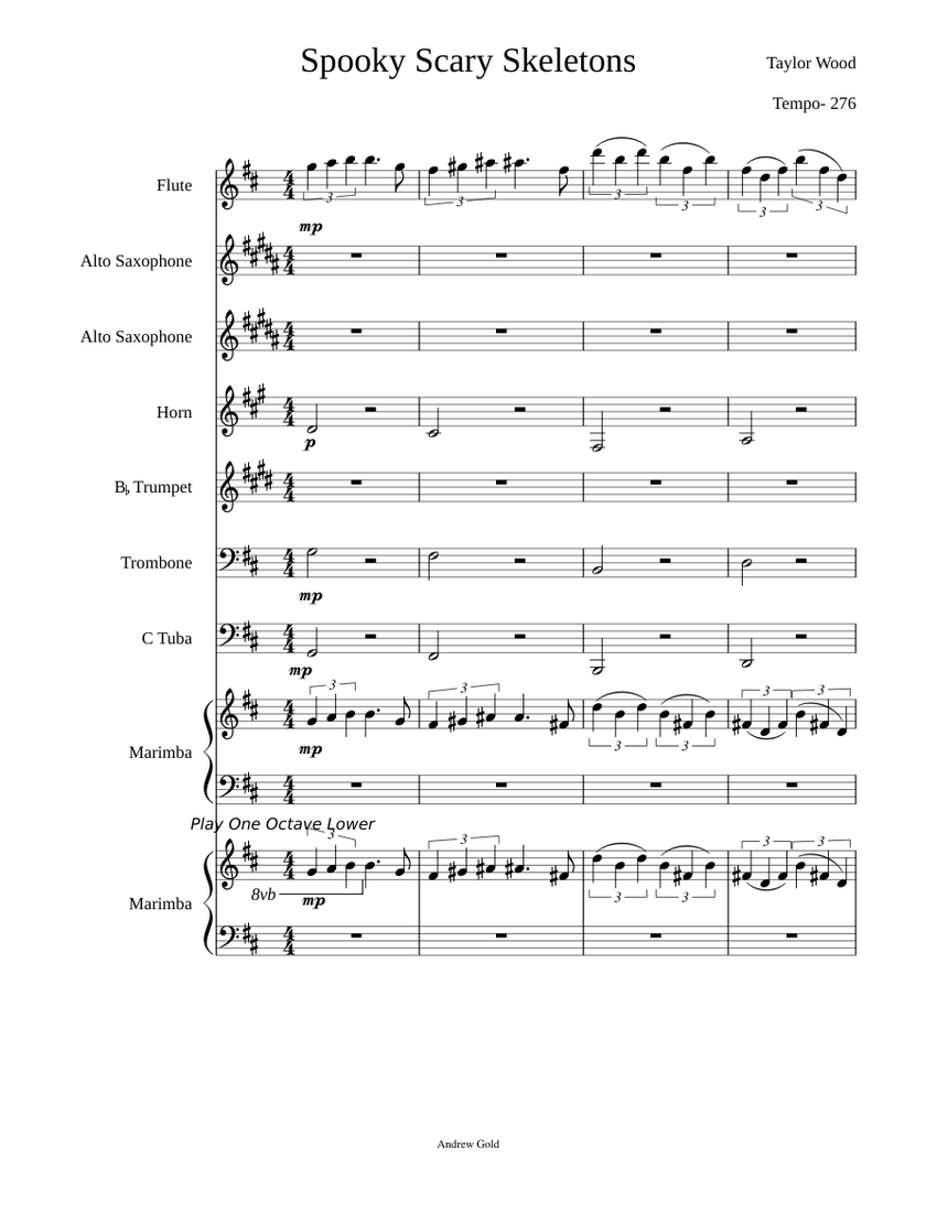 Spooky Scary Skeletons Ensemble Arrangement Sheet music for Trombone ...