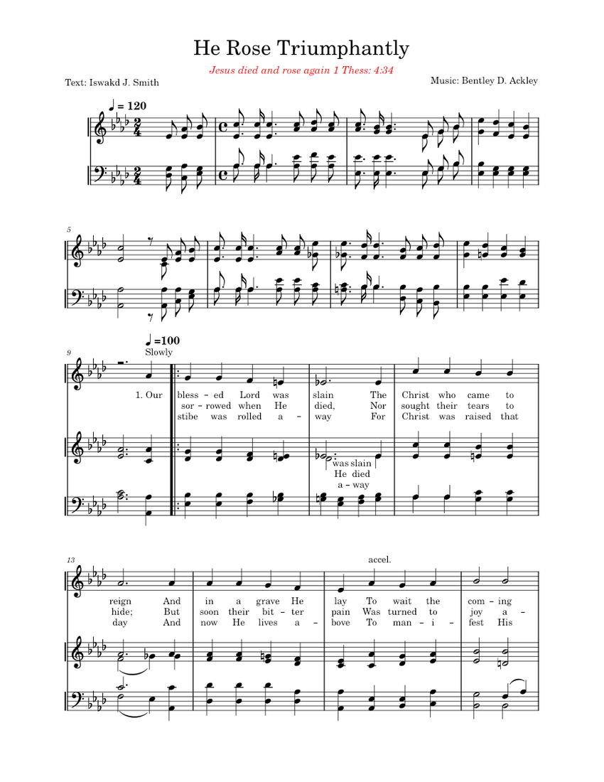 He Rose Triumphantly Sheet Music for Piano (Mixed Quartet) | MuseScore.com