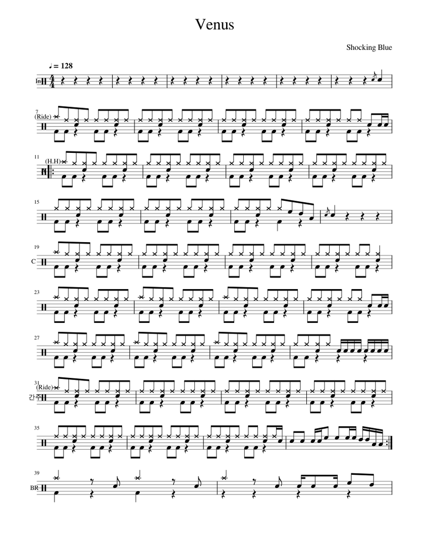 Venus Sheet Music for Drum group (Solo) | MuseScore.com