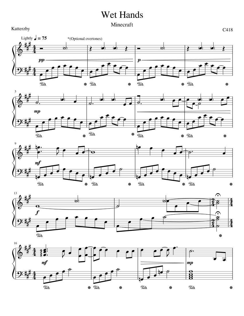 Wet Hands – C418 Sheet music for Piano (Solo) Easy | Musescore.com