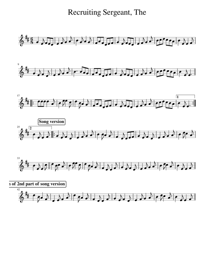 The Recruiting Sergeant Sheet music for Piano (Solo) | Musescore.com