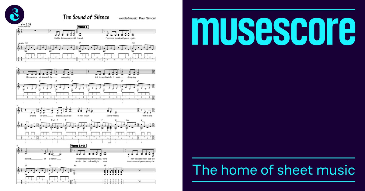 The Sound of silence -ukulele- Sheet Music for Guitar, Synthesizer ...