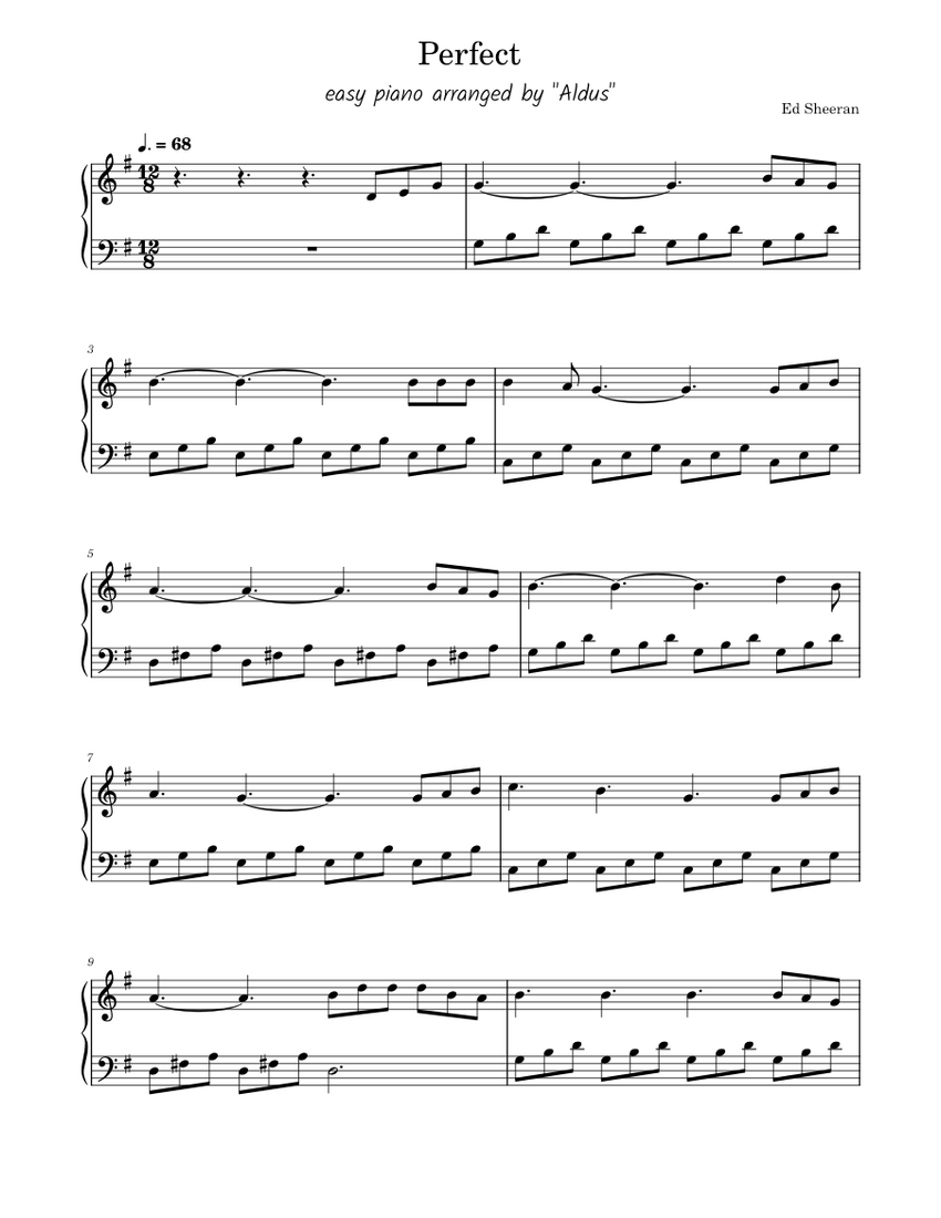 Perfect – Ed Sheeran Sheet music for Piano (Solo) Easy | Musescore.com