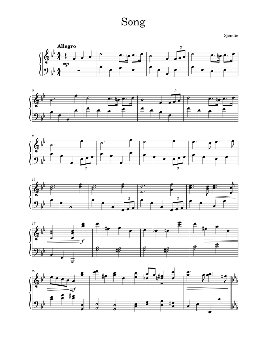 Song Sheet Music for Piano (Solo) | MuseScore.com
