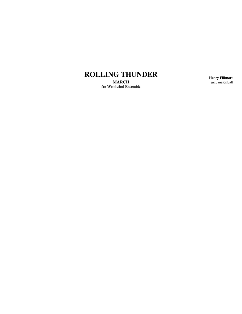 Rolling Thunder March (Woodwind Ensemble) Sheet Music for Flute piccolo ...