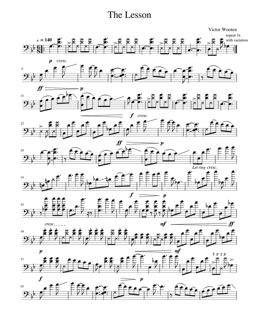 The Lesson - Victor Wooten Sheet music for Bass guitar (Solo ...