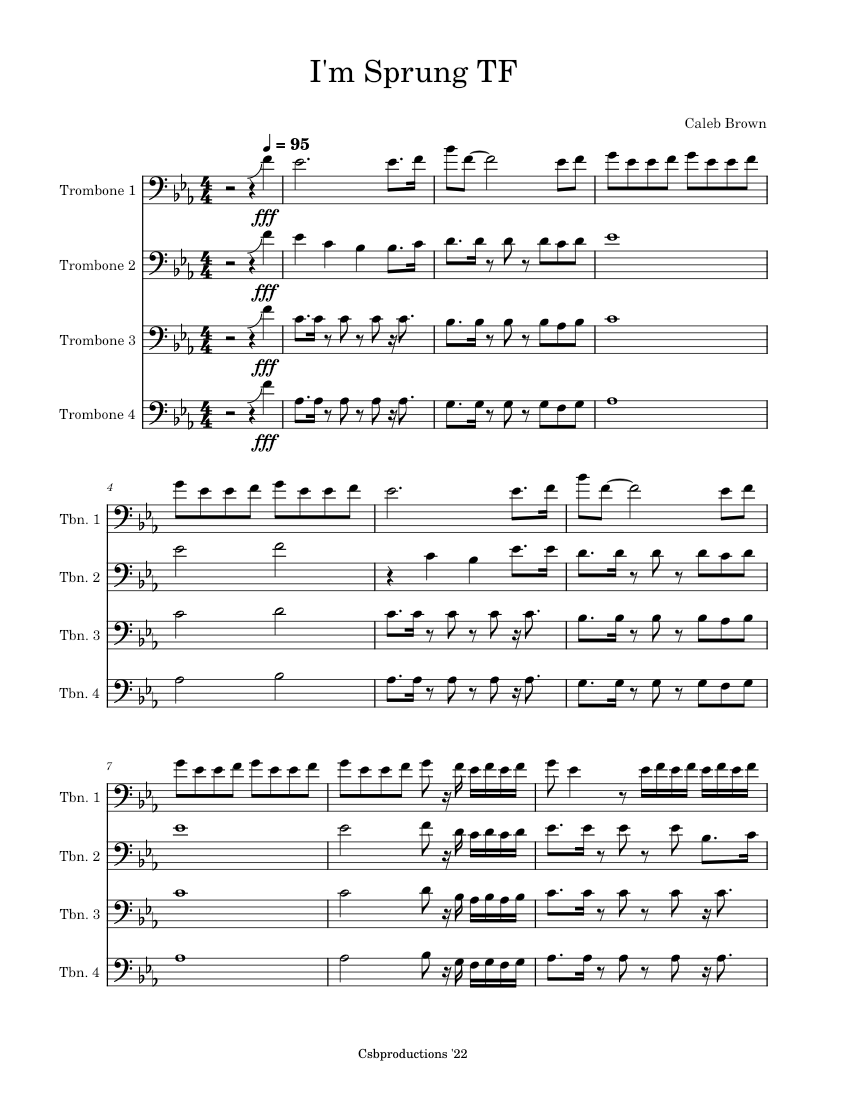 I'm_Sprung_TF Sheet Music for Trombone (Marching Band) | MuseScore.com