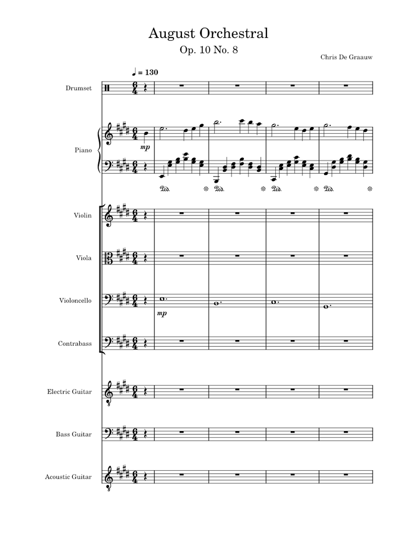 August Orchestral Sheet music for Piano, Contrabass, Violin, Viola ...