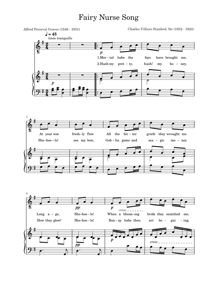 Fairy Nurse Song – Charles Villier Stanford Sheet music for Piano ...