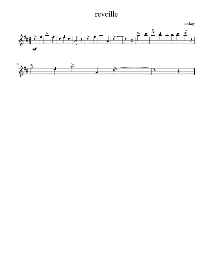 reveille Sheet Music for Violin (Solo) | MuseScore.com