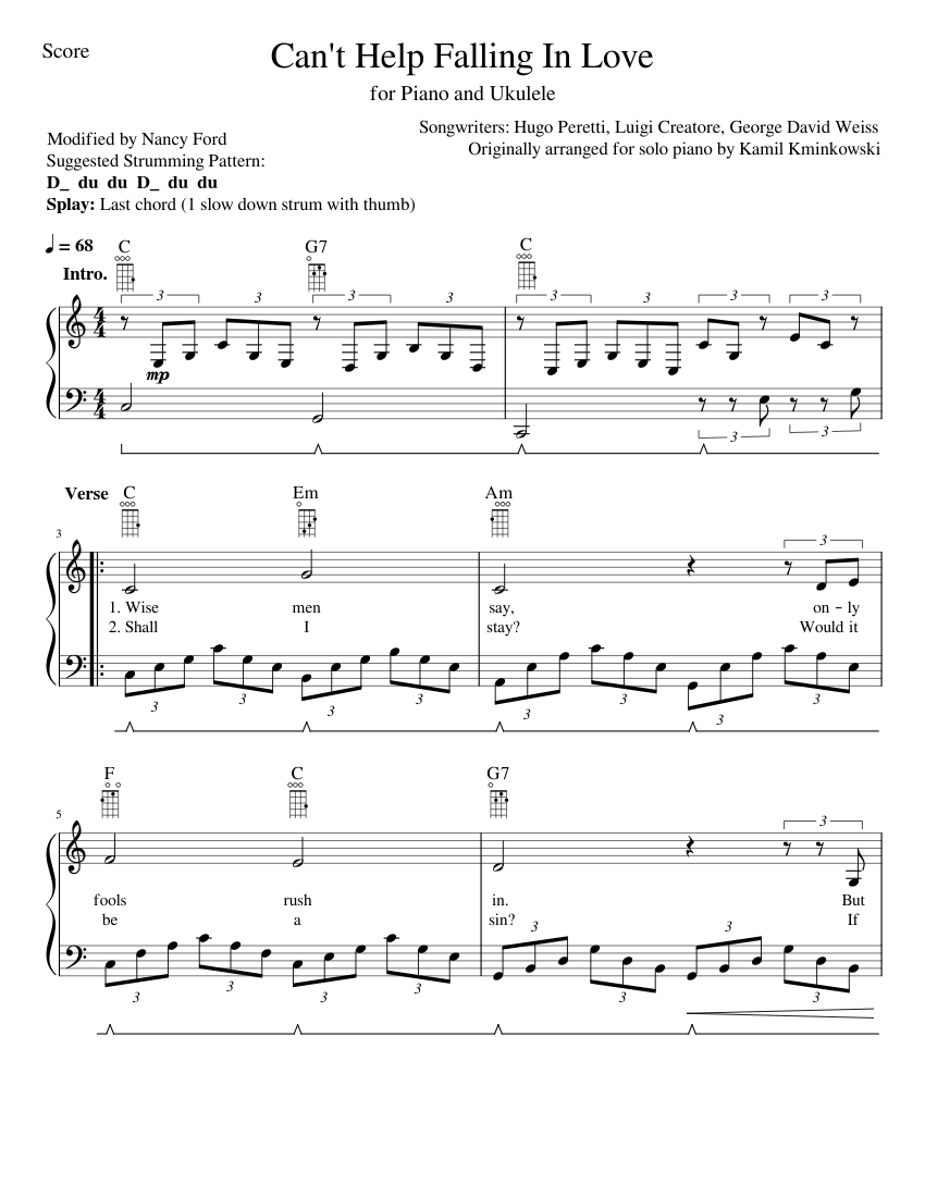 Can't Help Falling in Love – Peretti, Creatore, Weiss (Ukulele and ...