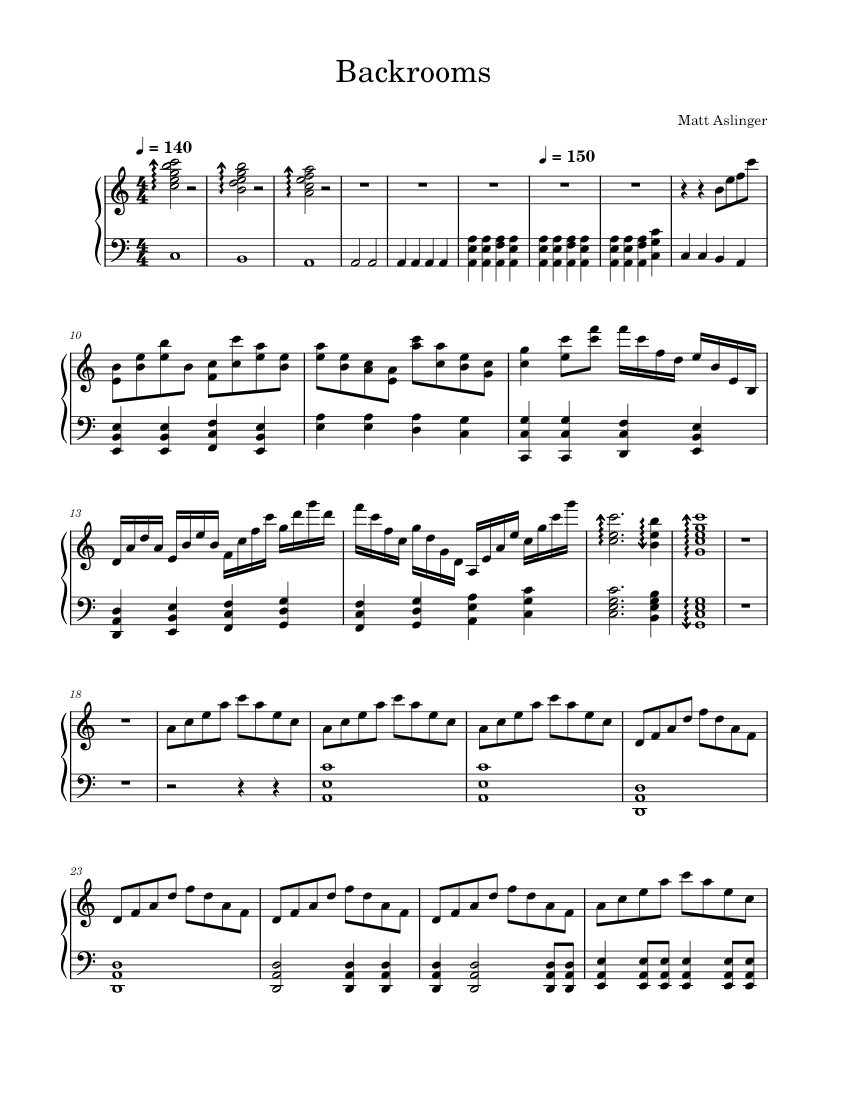 Backrooms Sheet Music for Piano (Solo) | MuseScore.com
